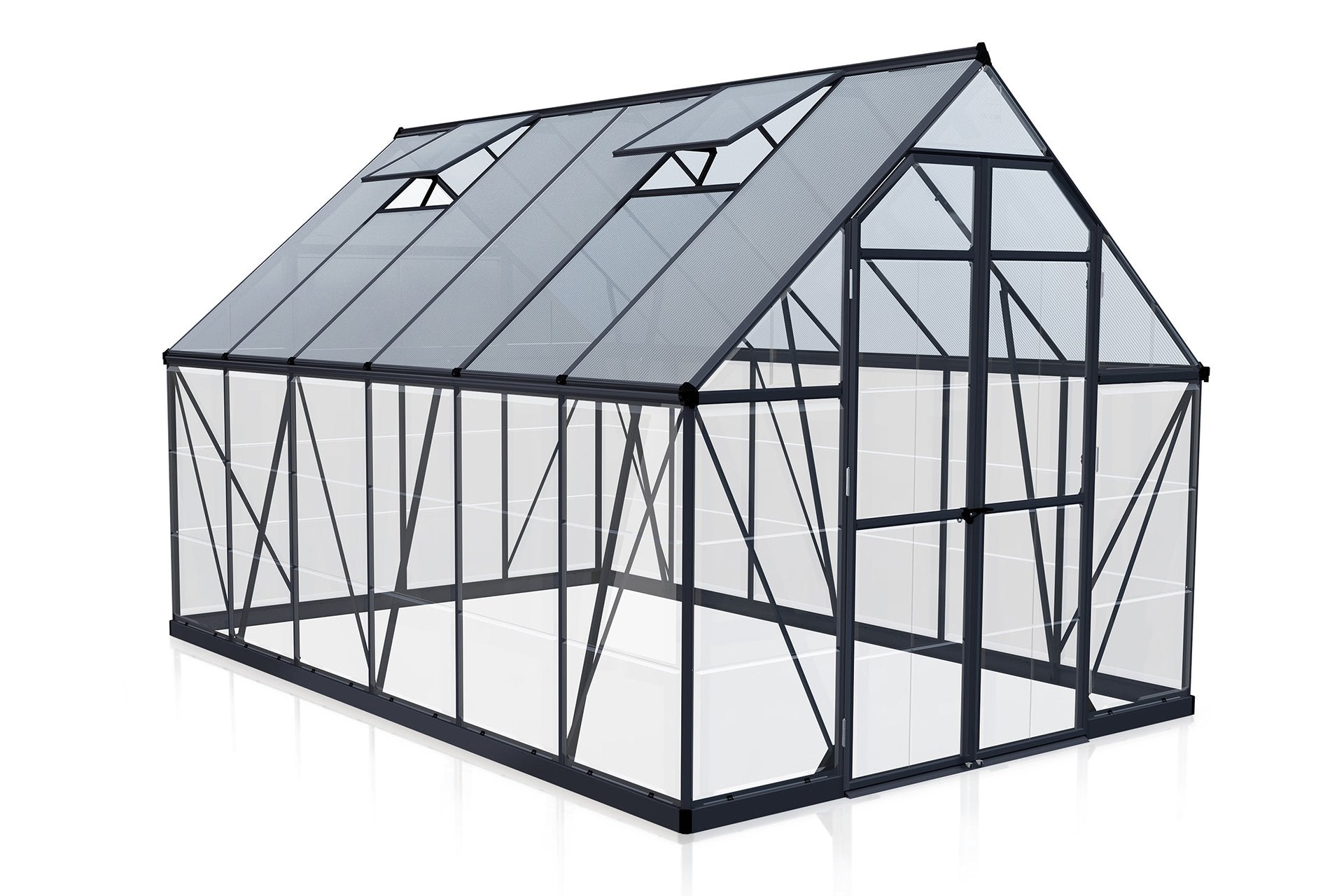 Maze Balance Premium Polycarbonate Greenhouse 8' x 12' - Grey Frame ...