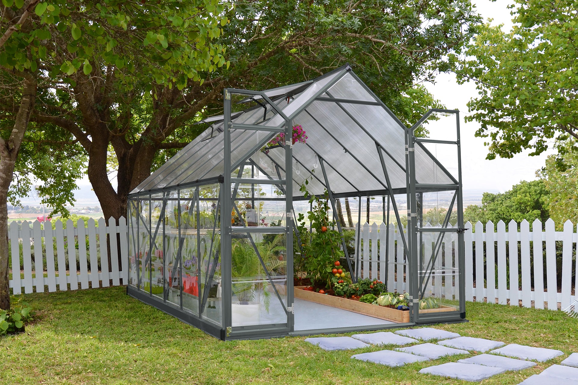 Maze Balance Premium Polycarbonate Greenhouse 8' x 12' - Grey Frame ...